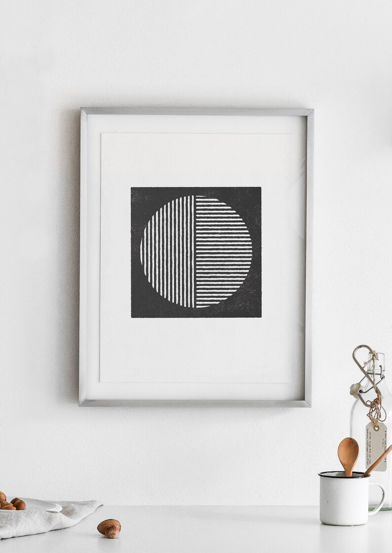 Printable Art Block Print Art Woodblock Digital Monochrome | Etsy