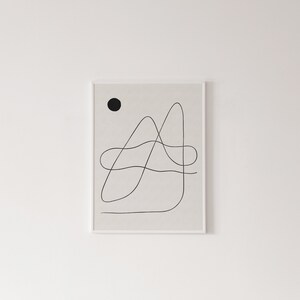 Moon Landscape. Minimal Continuous Abstract Line Drawing. Digital ...