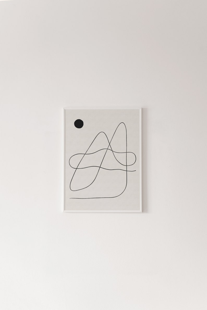 Moon Landscape. Minimal Continuous Abstract Line Drawing. | Etsy