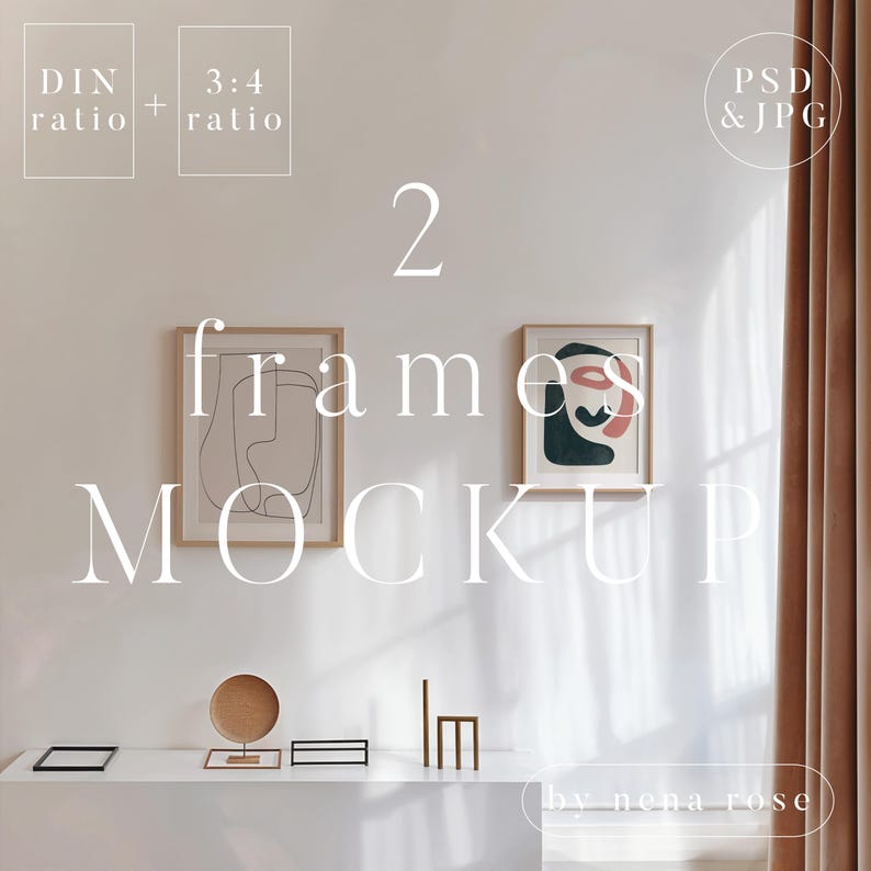2 Frames Mockup in a Fun Modern Designer Space. PSD Photoshop Smart ...