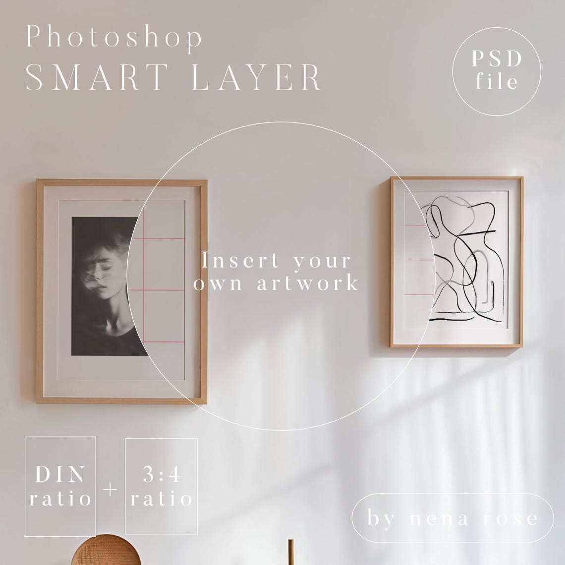 2 Frames Mockup in a Fun Modern Designer Space. PSD Photoshop Smart ...