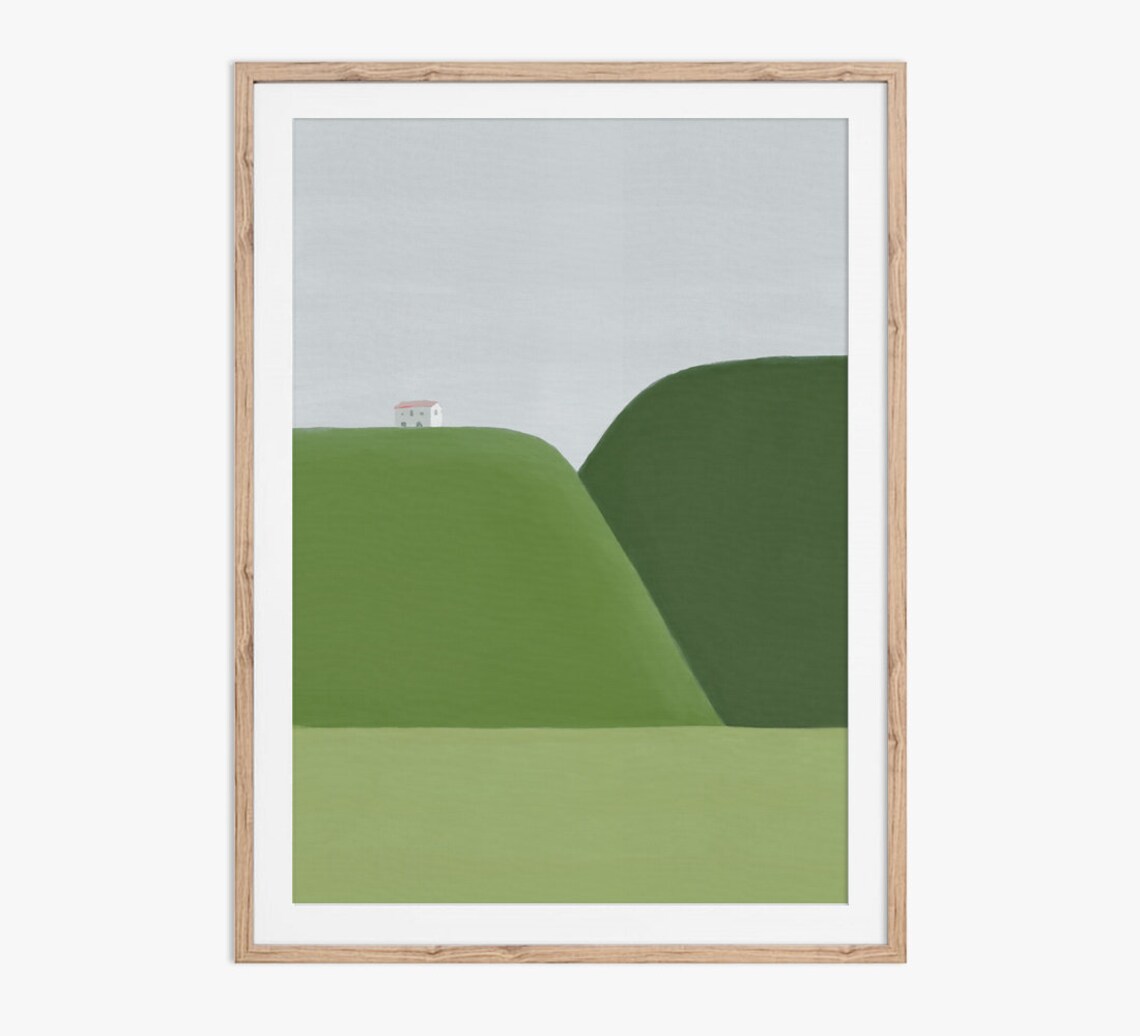 House on a Hill Digital Landscape Painting. Printable Wall - Etsy