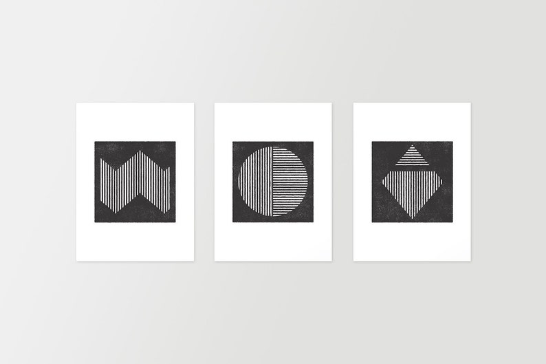 Minimalist Black and White Block Print and Textile Inspired - Etsy