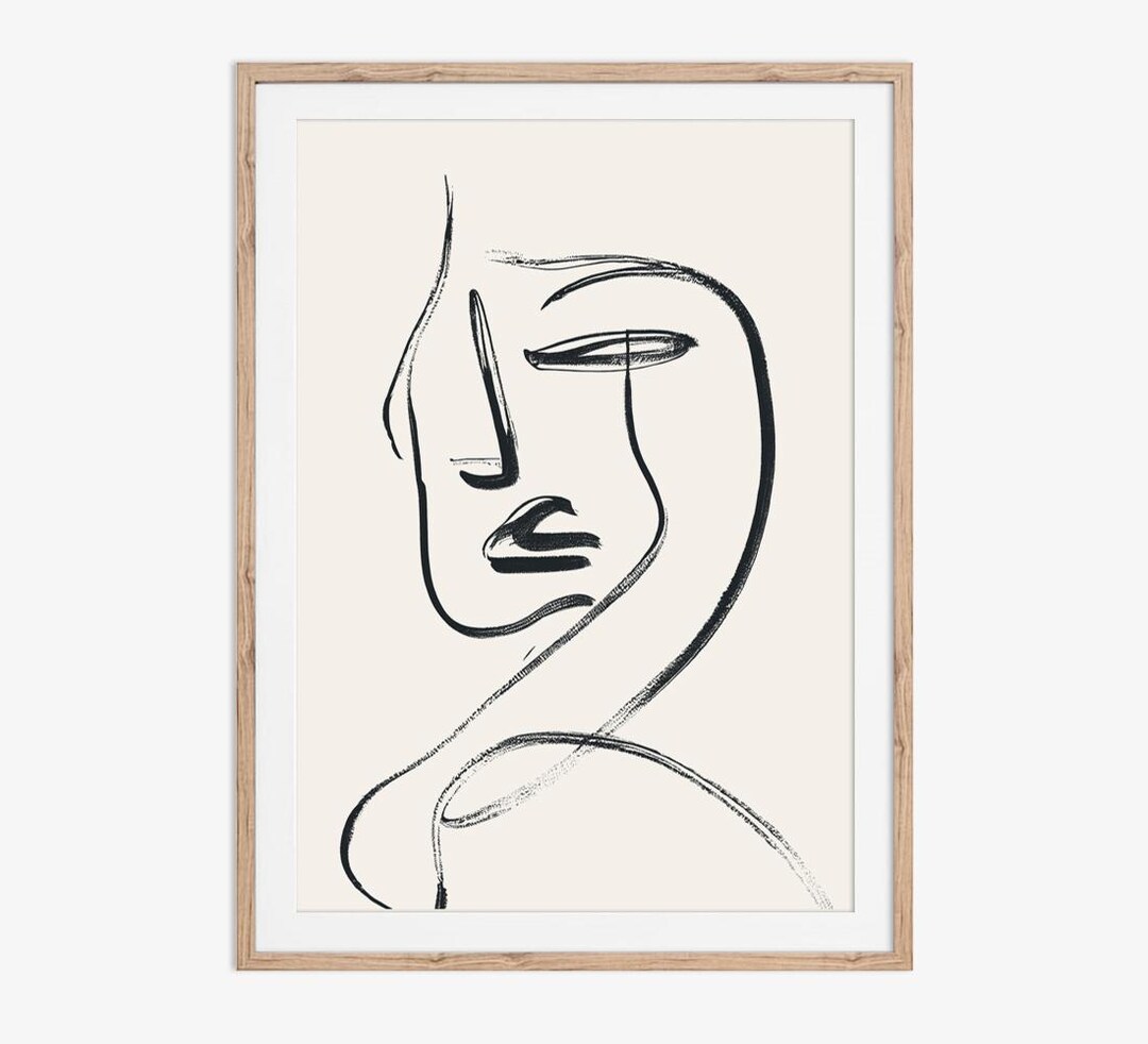 The Face. an Abstract, Expressive, and Playful Figurative Line Drawing ...