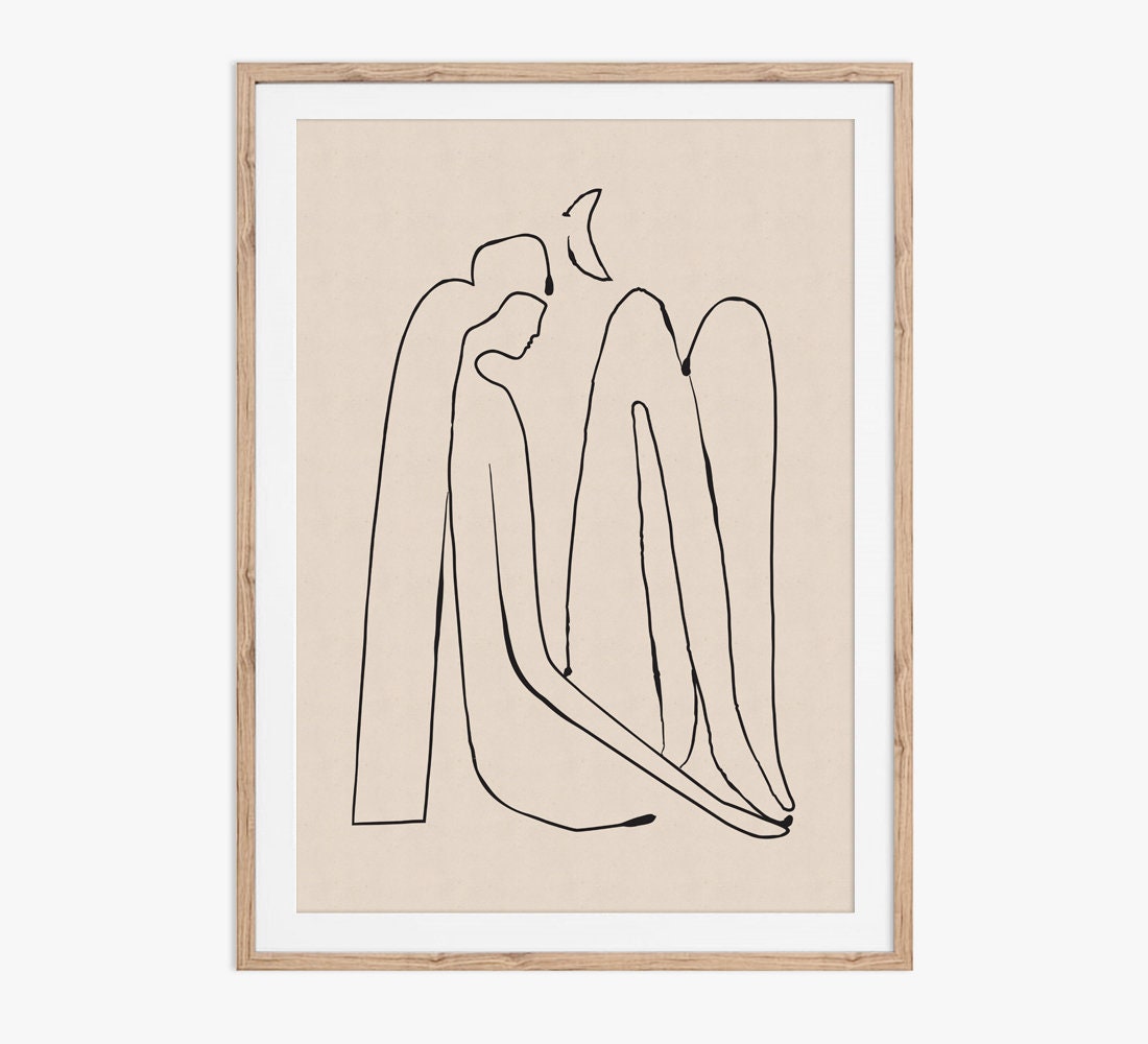 Under the Moon. A Minimal Figurative Line Drawing of a Figure - Etsy