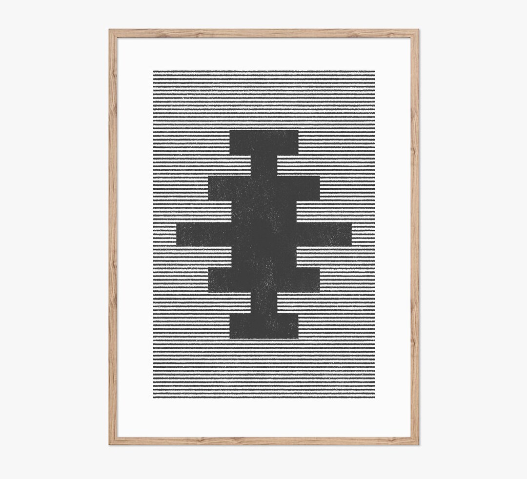 Aztec Woodblock Print in Black and White. Download Instantly and Print ...