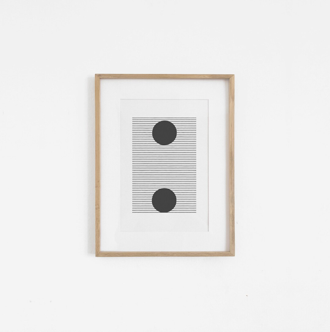 Mid Century Modern Block Print Style With Geometric Shapes and Lines ...