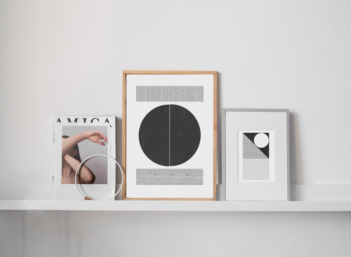 Geometric Block Print Style Design in Black and White. Download ...