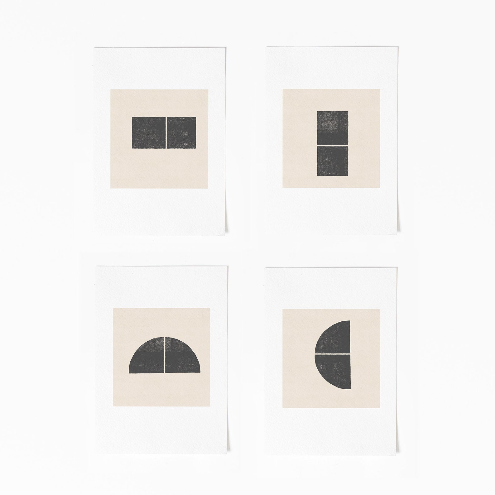 Minimal Woodblock Shapes Set of Four. Download Instantly and | Etsy
