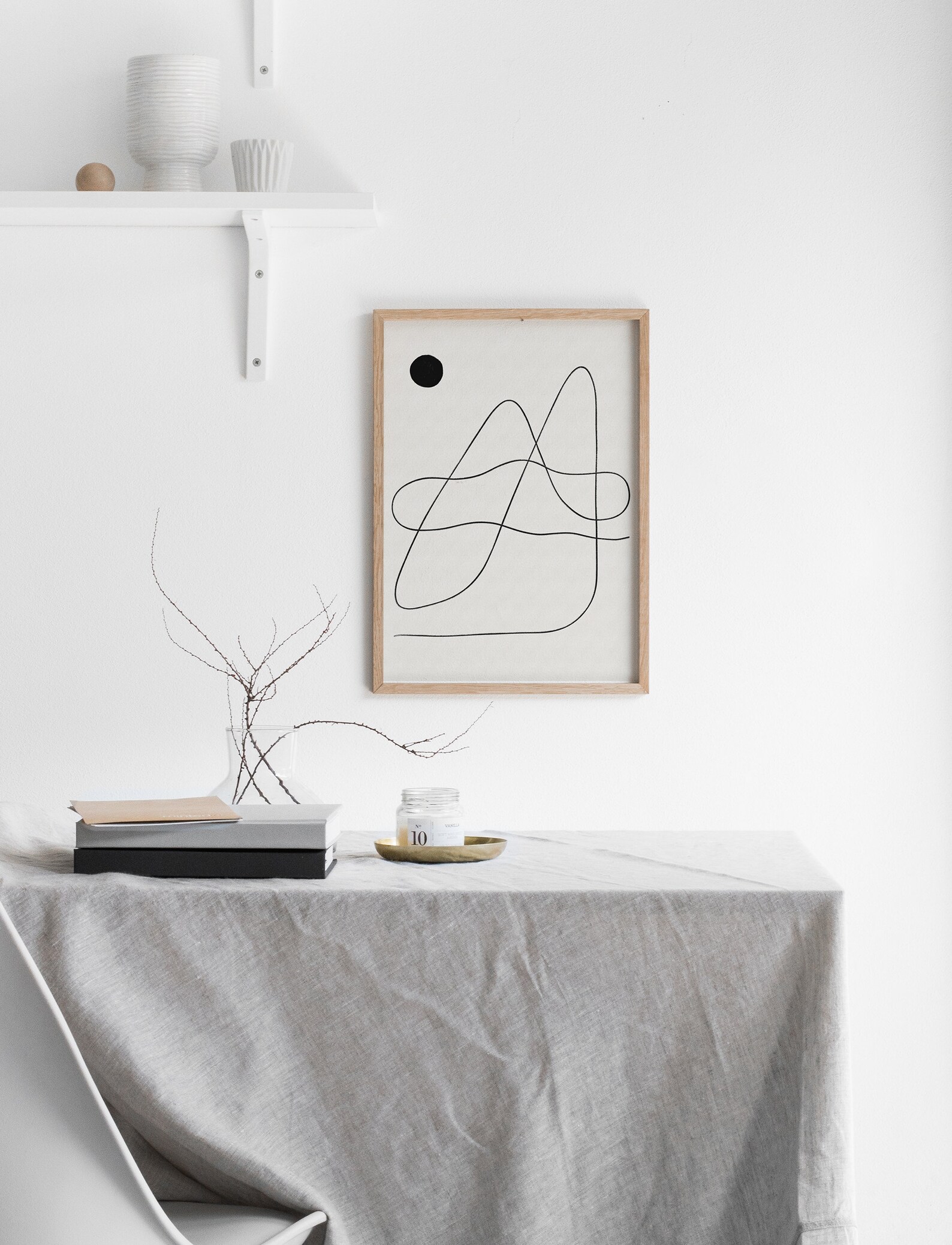 Moon Landscape. Minimal Continuous Abstract Line Drawing. | Etsy