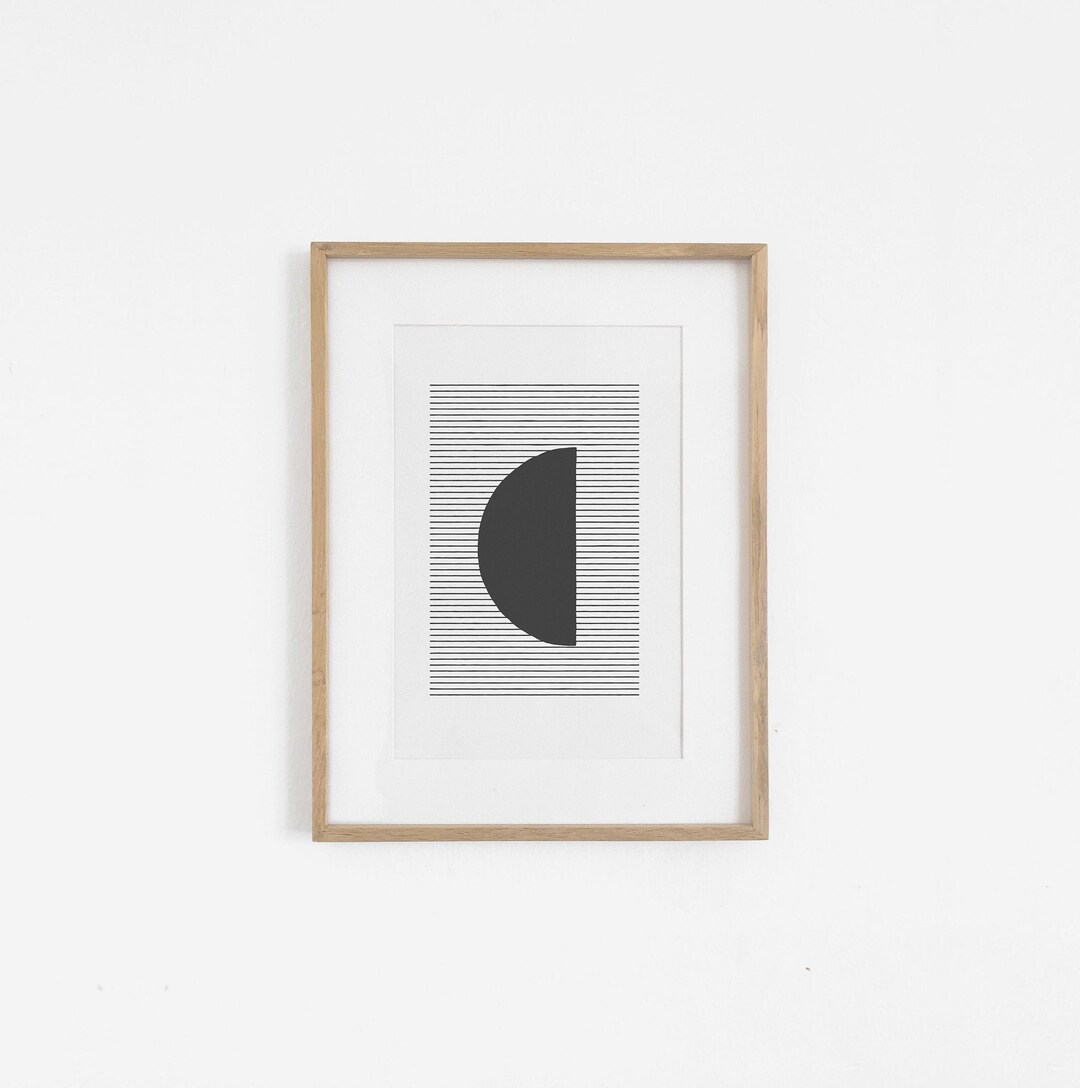 Semi Circle Half Moon Block Print Design in Black and White. Download ...