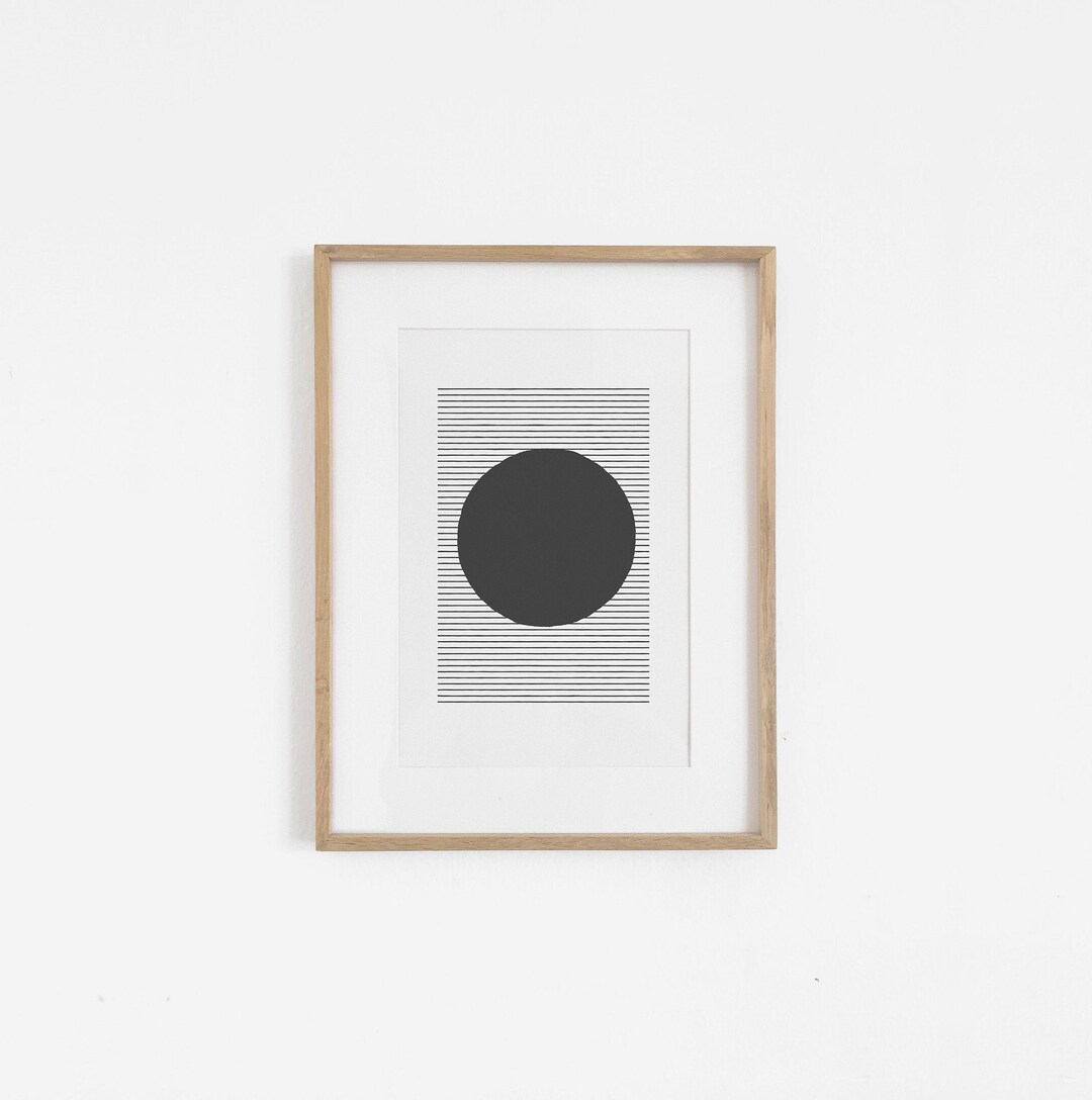 Mid Century Modern Block Print Style With Geometric Shapes and Lines ...