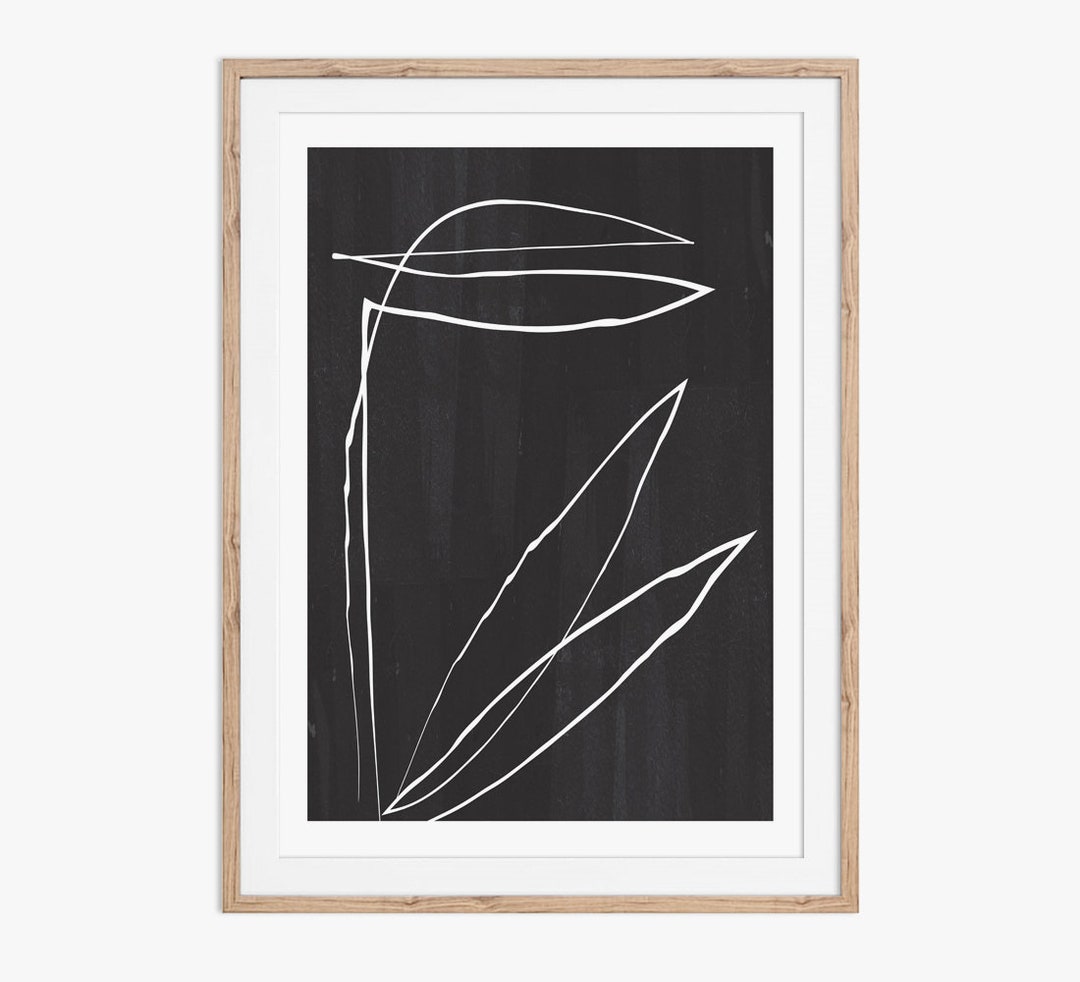Abstract Botanic Line Drawing. A Minimal Sketch of a Plant With a Black ...