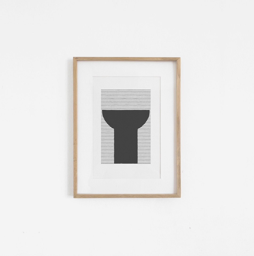 Abstract Geometric Shape, Block Print Design in Black and White ...