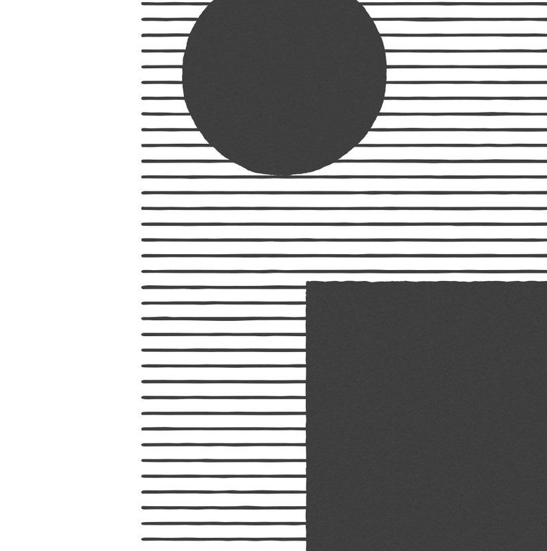 Abstract Geometric Shape Block Print Design in Black and | Etsy