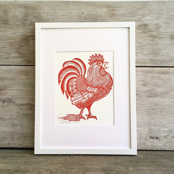 Chicken Linocut - Etsy