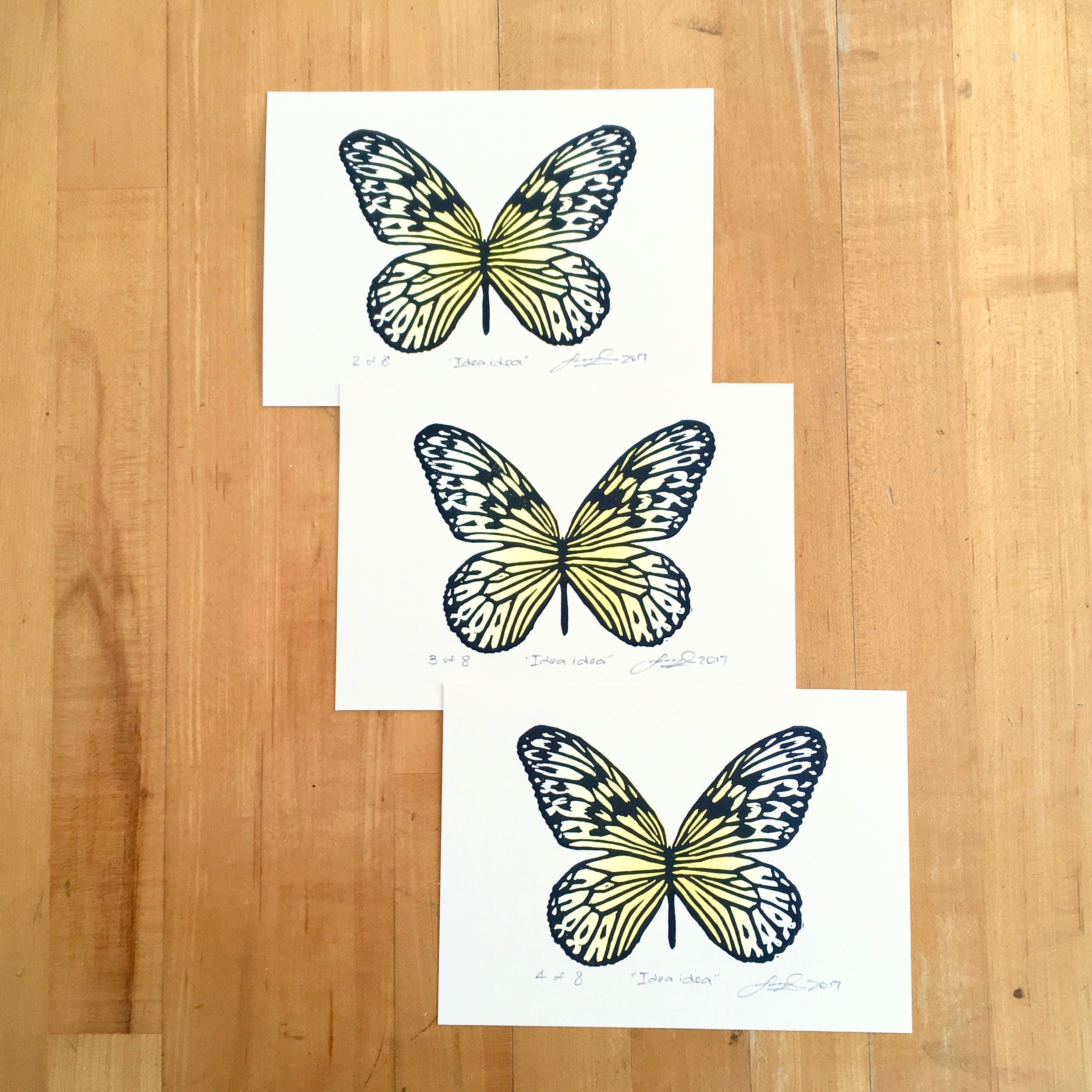 Rice Paper Butterfly Linocut Print Full Color - Etsy