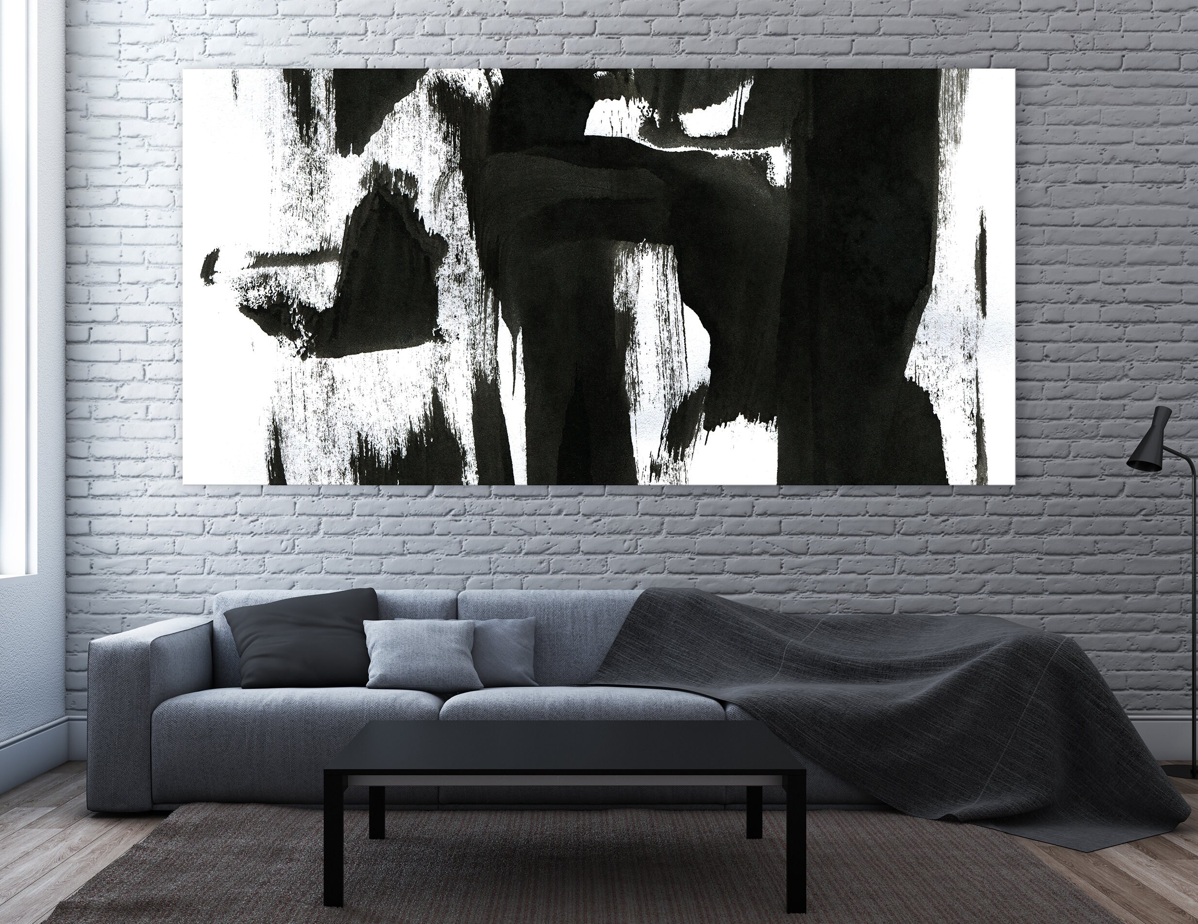 Large Abstract Art | Original Abstract Printing | Black White Canvas ...