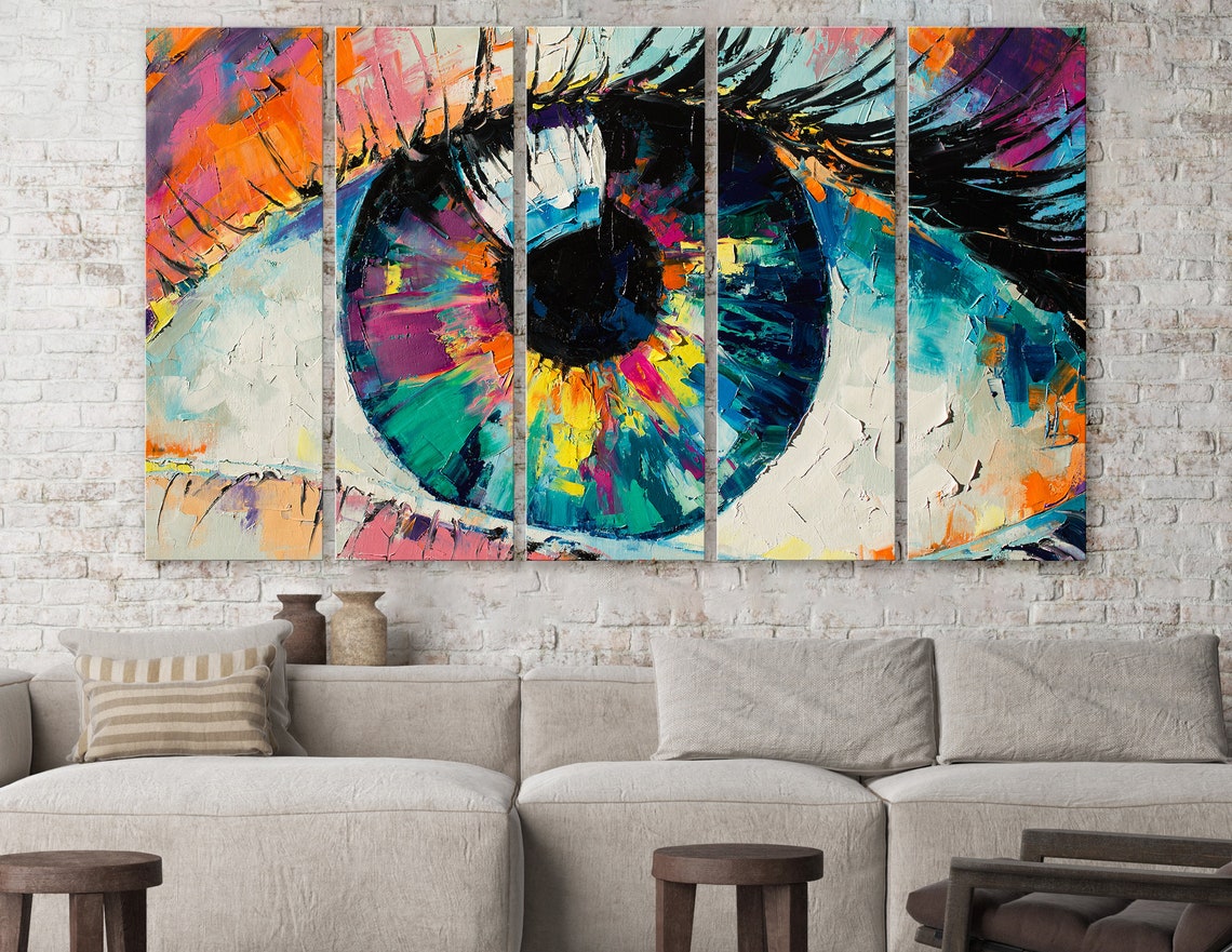 Eye Large Art Eye Canvas 5 Panels Canvas Art Abstract | Etsy