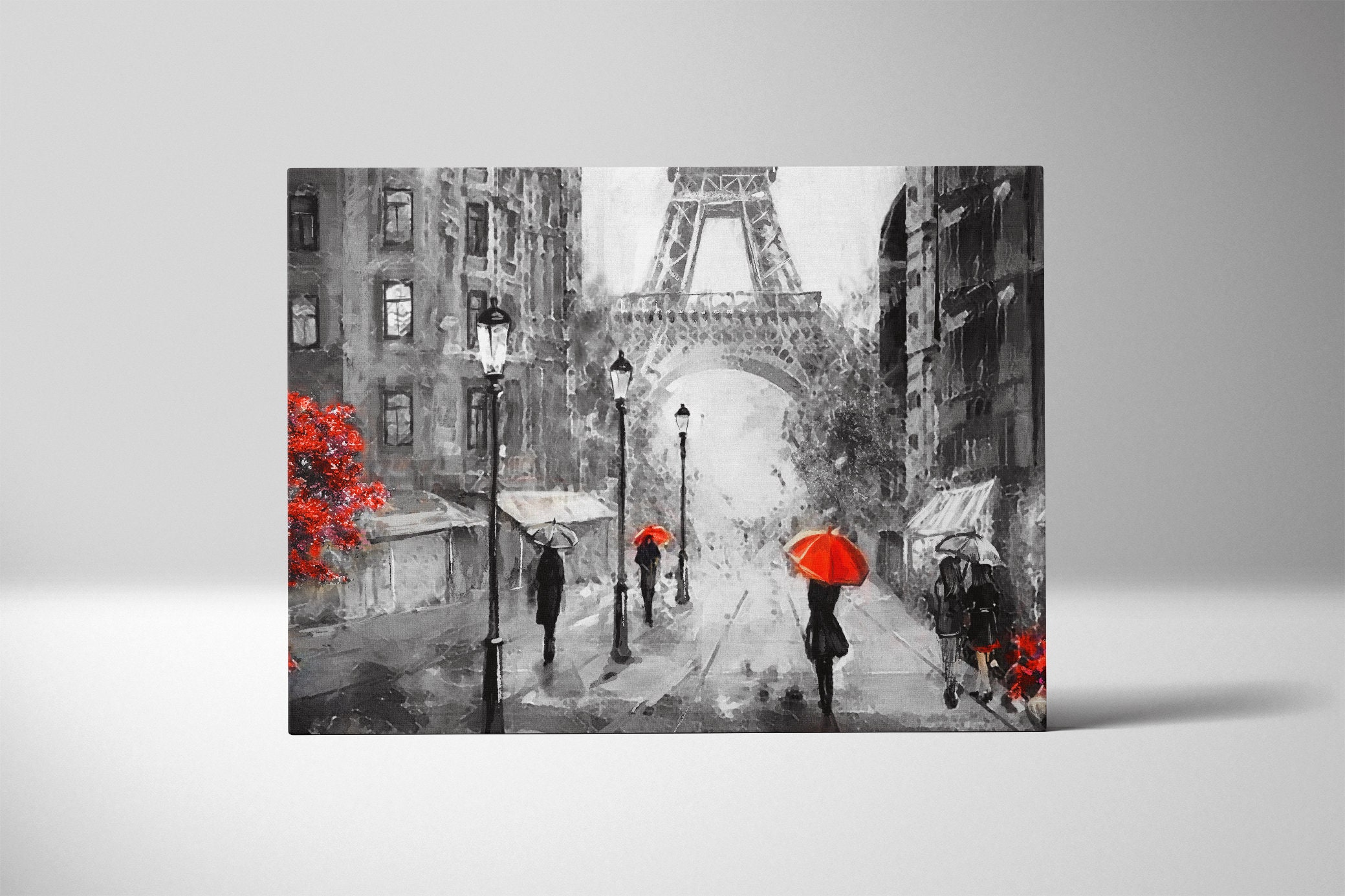 Red Umbrella Print Modern Living Room Decor Watercolor | Etsy