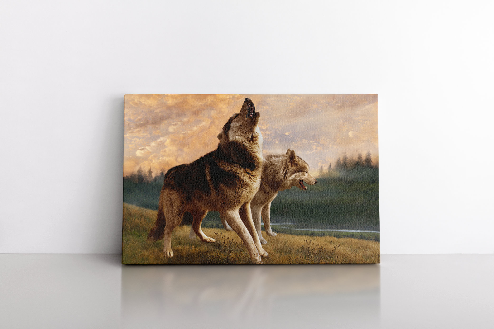 Wolf Pack Canvas Wall Art | Wolf Canvas Print | Texture Modern Canvas ...