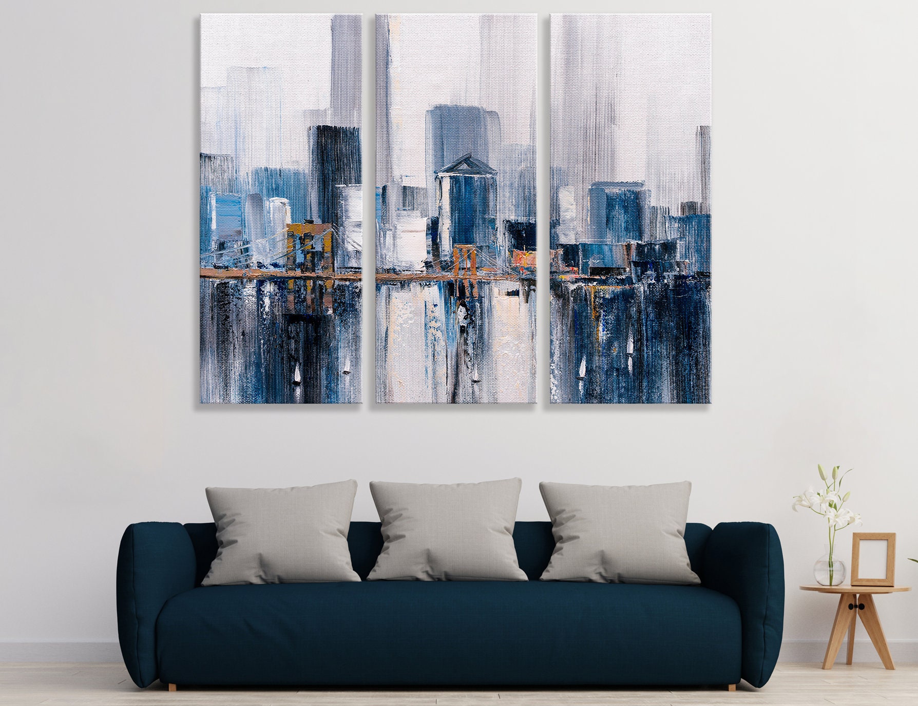 Blue City Abstract Colorful Texture Canvas Art - Etsy