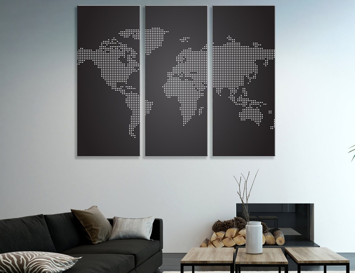 World Map Travel Map Large Living Room Decor Original | Etsy