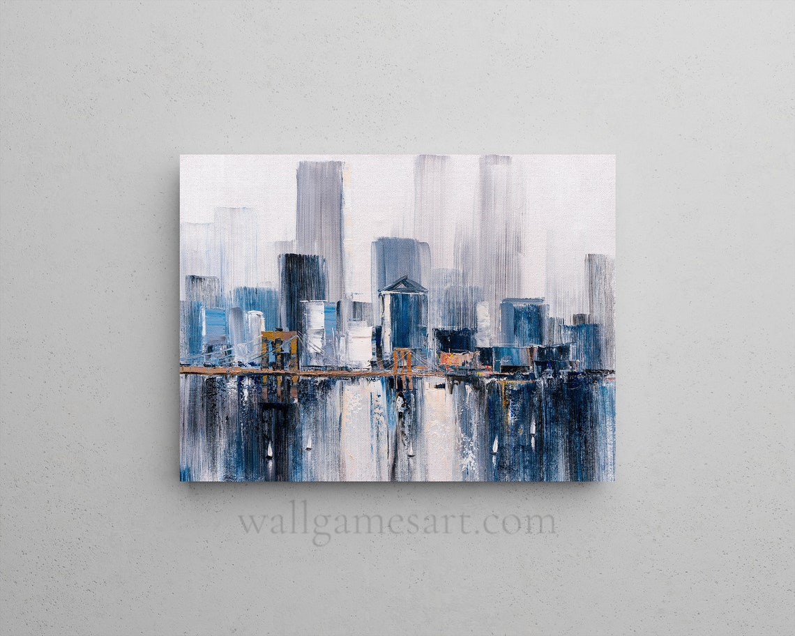 Blue City Abstract Colorful Texture Canvas Art - Etsy