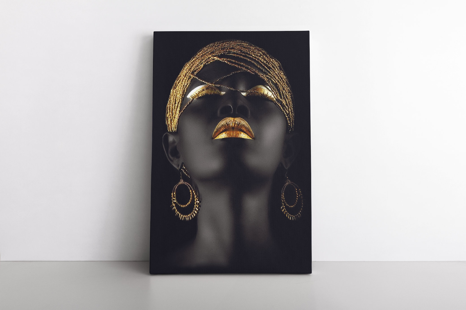 Gold Face Wall Art Girl Canvas Home Decor Abstract Face - Etsy