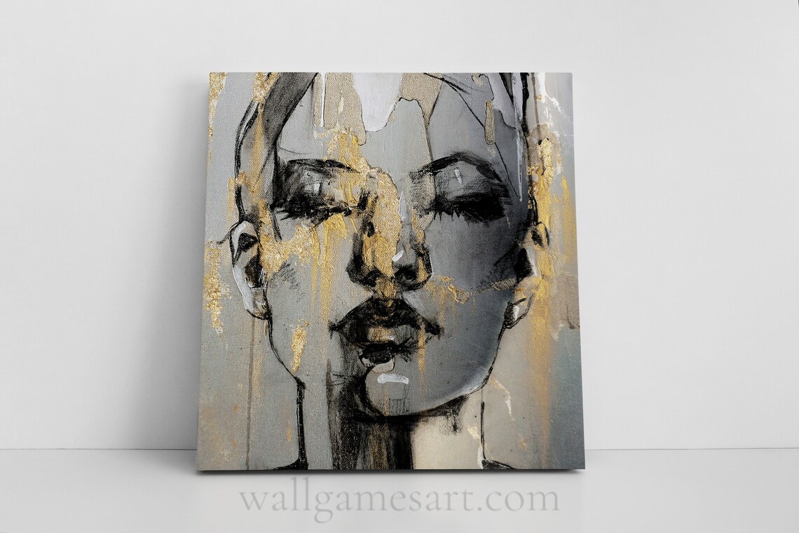 Black Gold Abstract Face Fashion Girl Lady Poster | Etsy