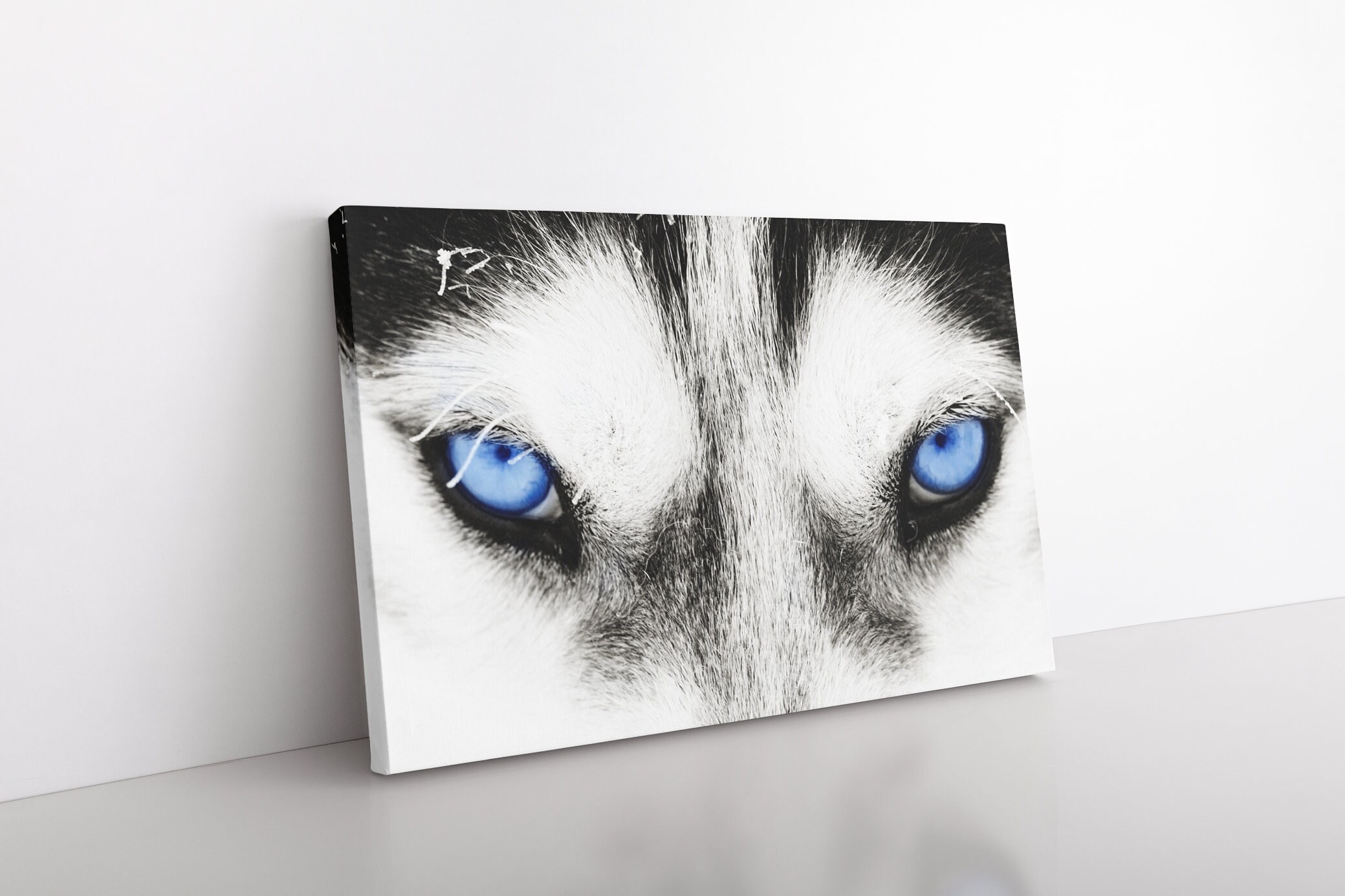 Blue Eyes Wolf Wall Art Wolf Canvas Print Texture Modern - Etsy