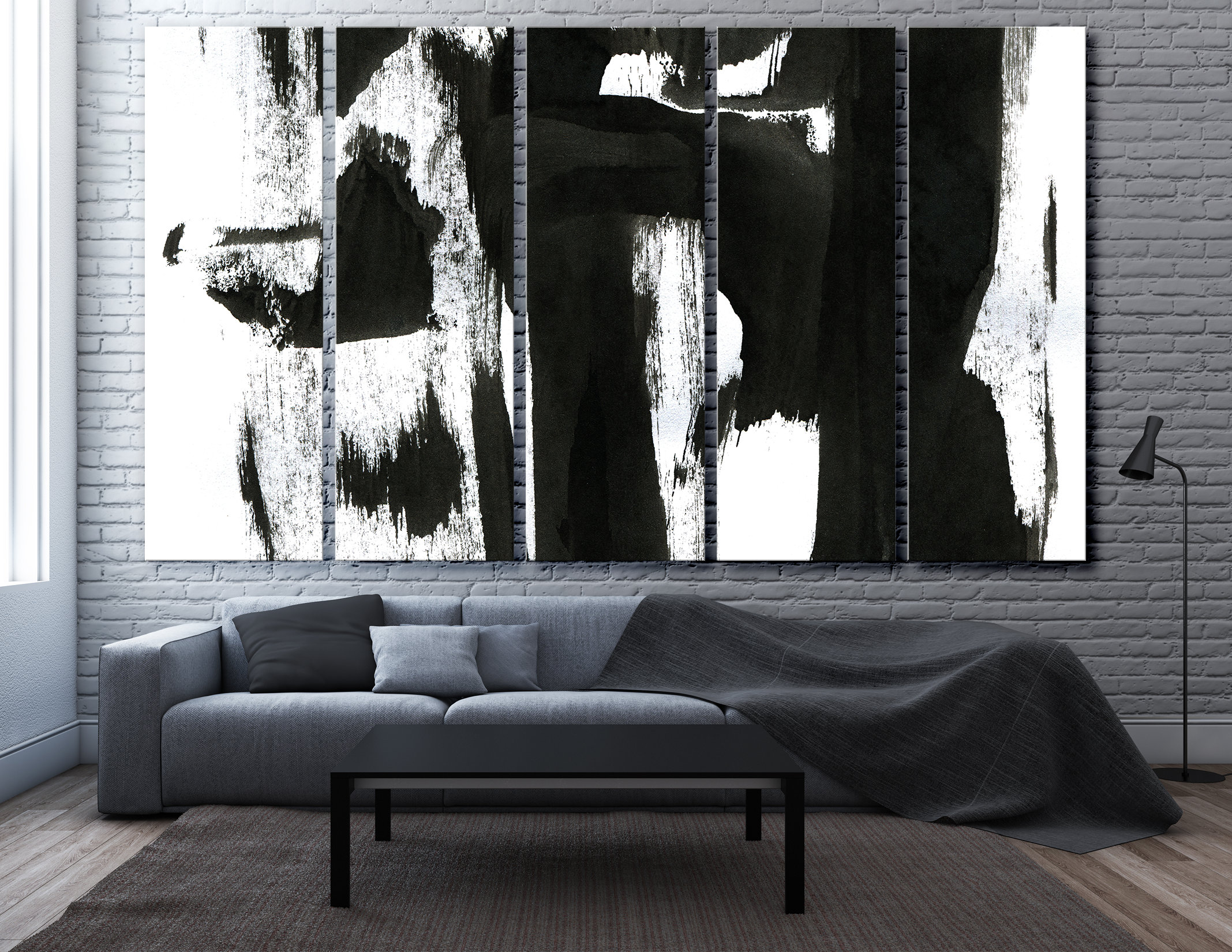 Large Abstract Art | Original Abstract Printing | Black White Canvas ...