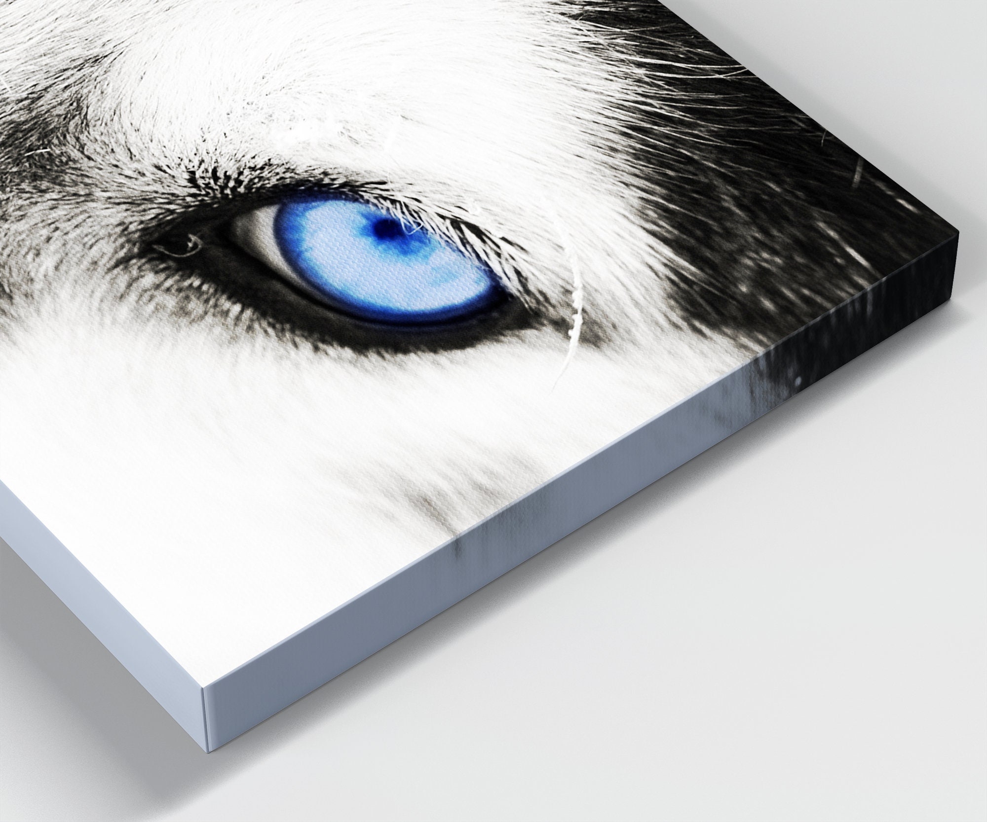 Blue Eyes Wolf Wall Art Wolf Canvas Print Texture Modern | Etsy