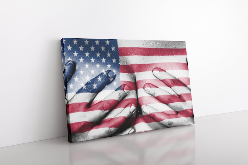 American Flag Canvas Print USA Wall Art | Flag Canvas Art | Abstract ...