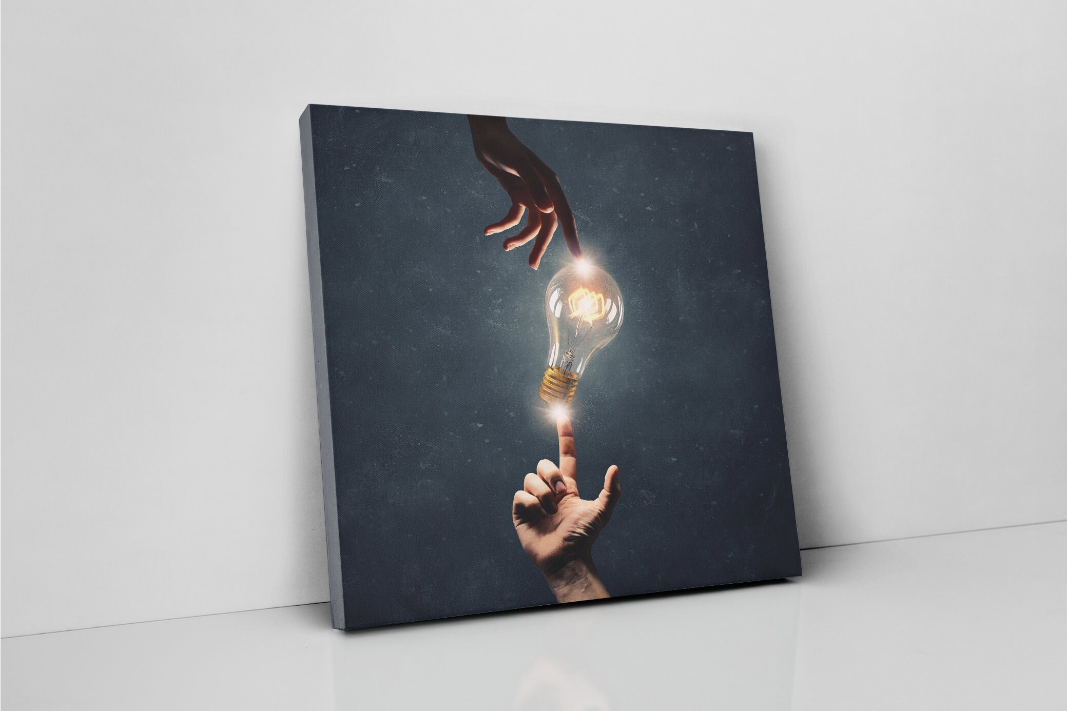 Light Bulb Art Hands Touching Light Bulb Abstract Wall Art | Etsy