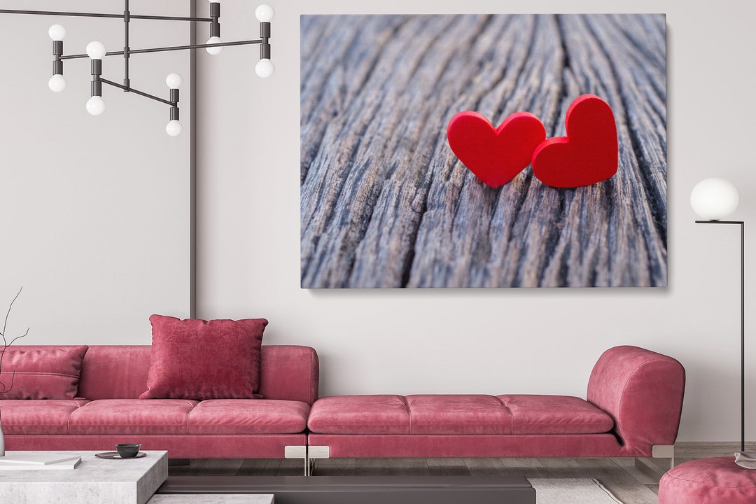 Love Valentines Day Red Heart Canvas Wall Art Romantic - Etsy.de