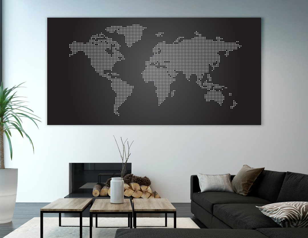 World Map | Travel Map | Large Living Room Decor | Original Abstract ...