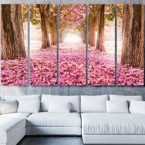 Pink Forest Trees Nature Decor Large Minimalist Abstract Original ...