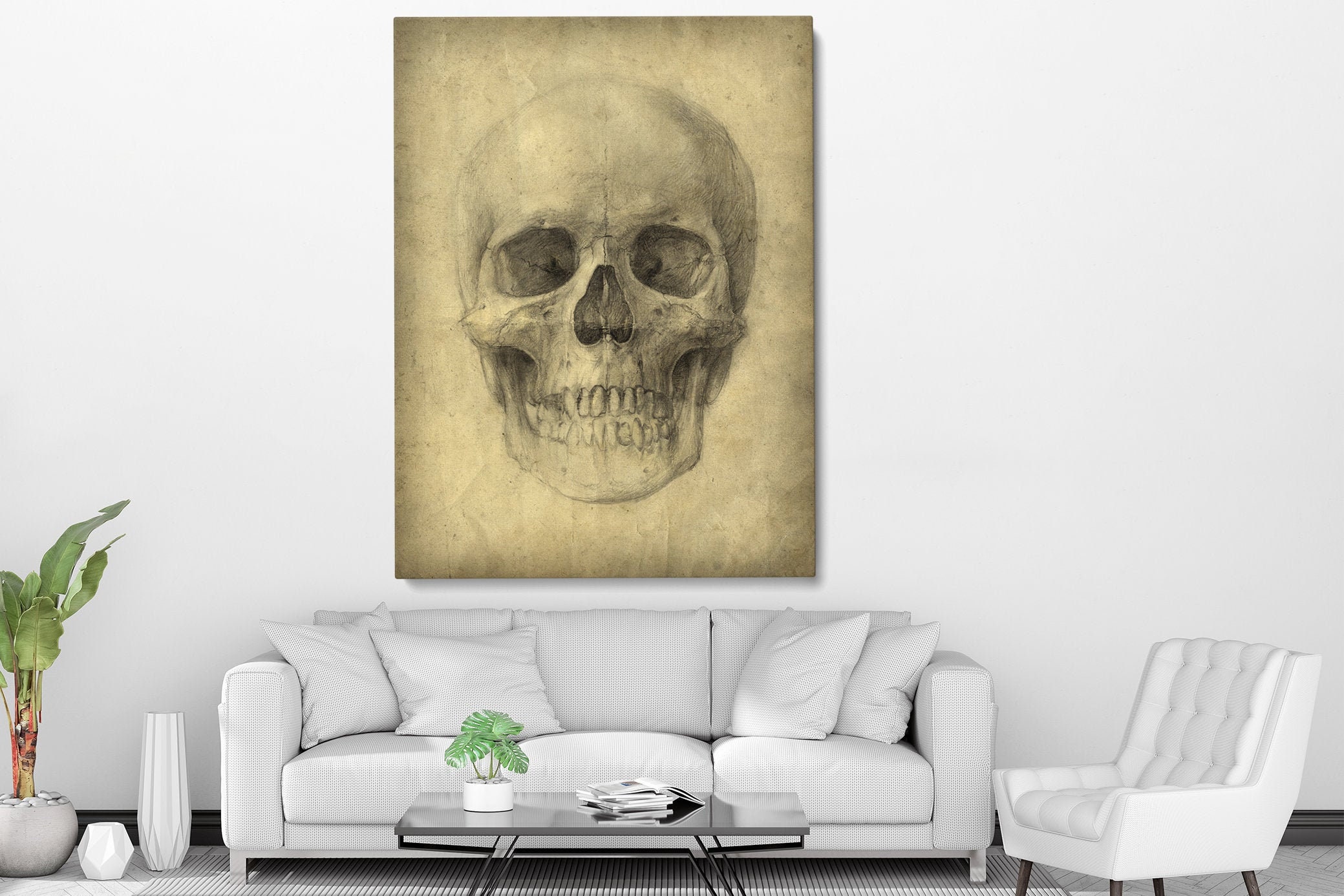 Skull Canvas Print Skull Art Print Wall Painting Texture | Etsy