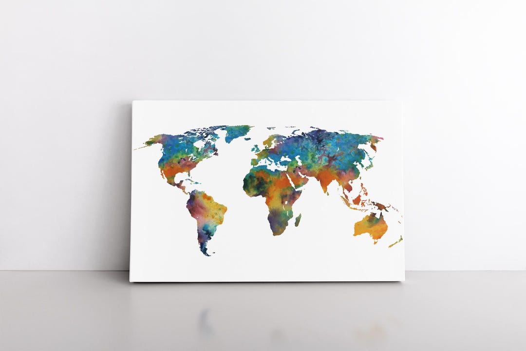 World Map | Travel Map | Large Living Room Decor | Original Abstract ...