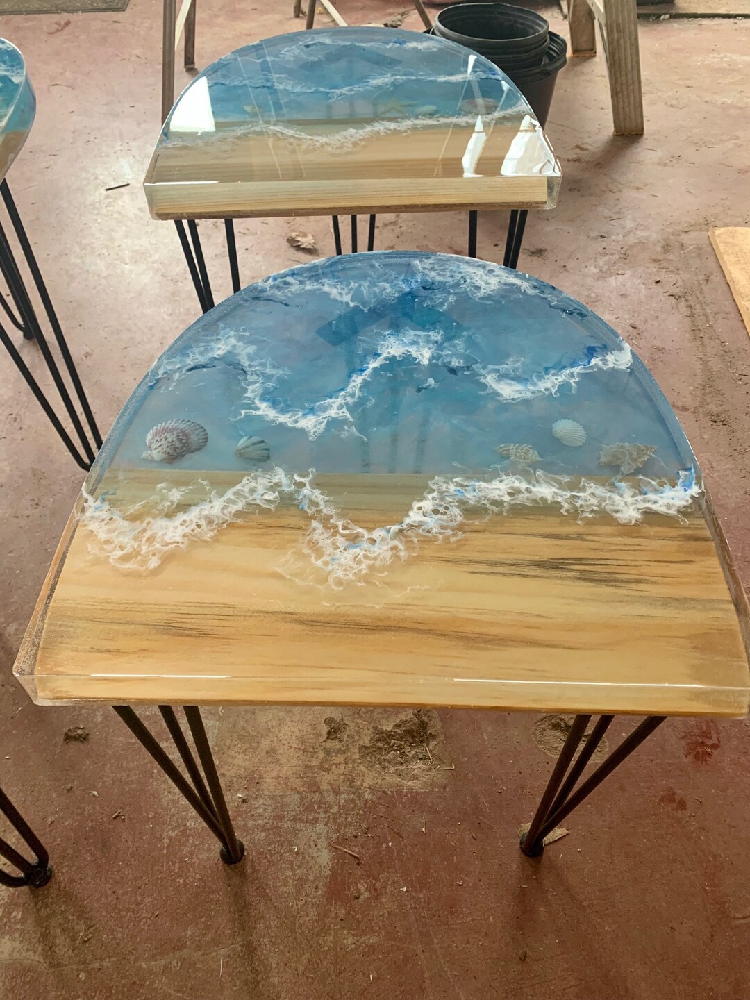 Set of 2 Resin Wave Tables Beach Resin Wave Tables Made in - Etsy