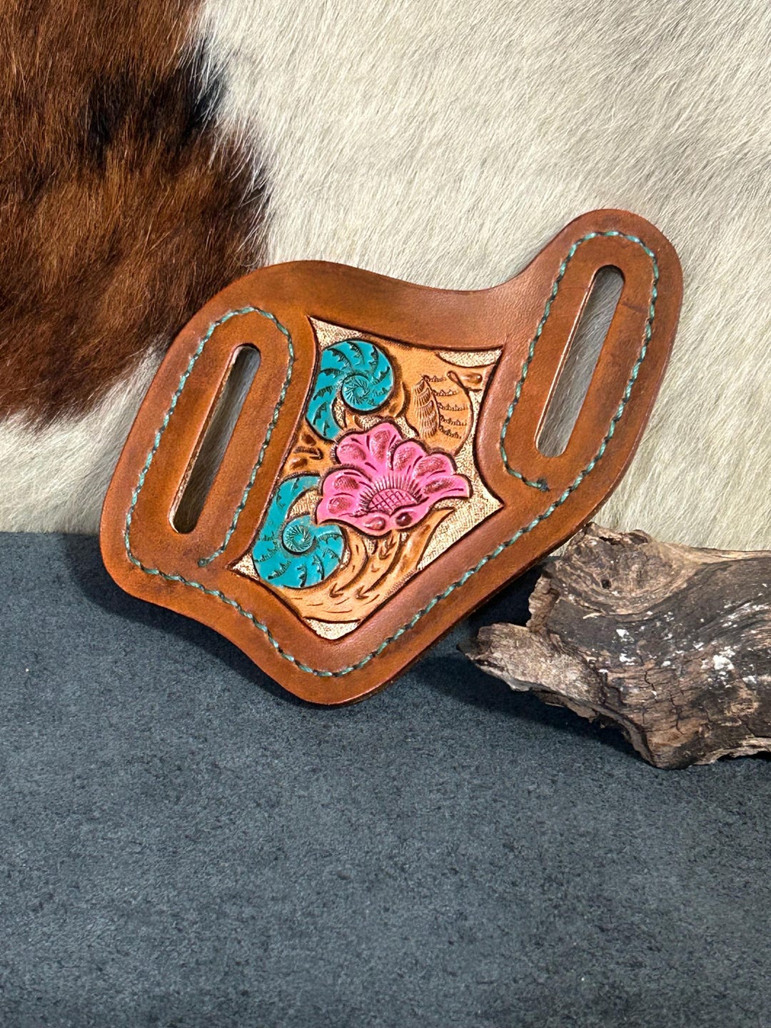 Left Handed Leather Knife Sheath, Handmade Pancake Knife Sheath, Knife ...