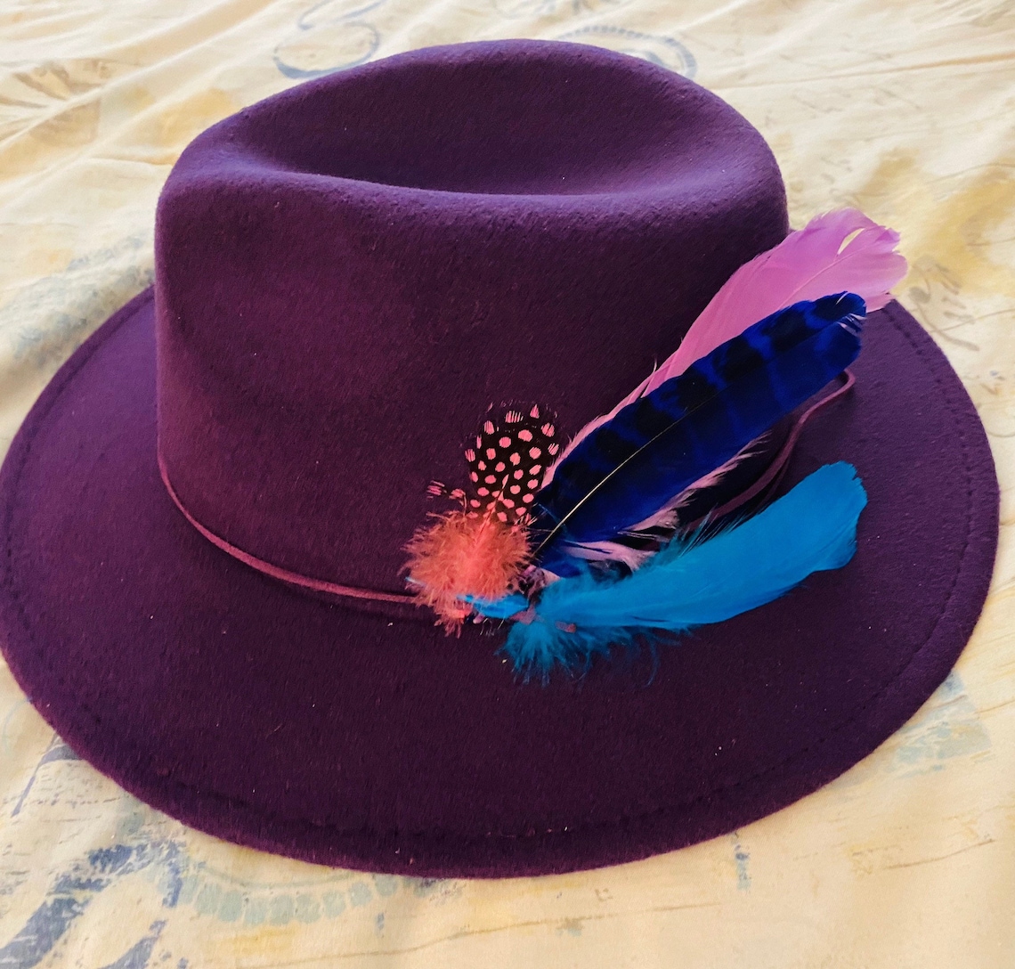 Purple Feather Fedora Unisex Fedora Feathers Mens Hat - Etsy