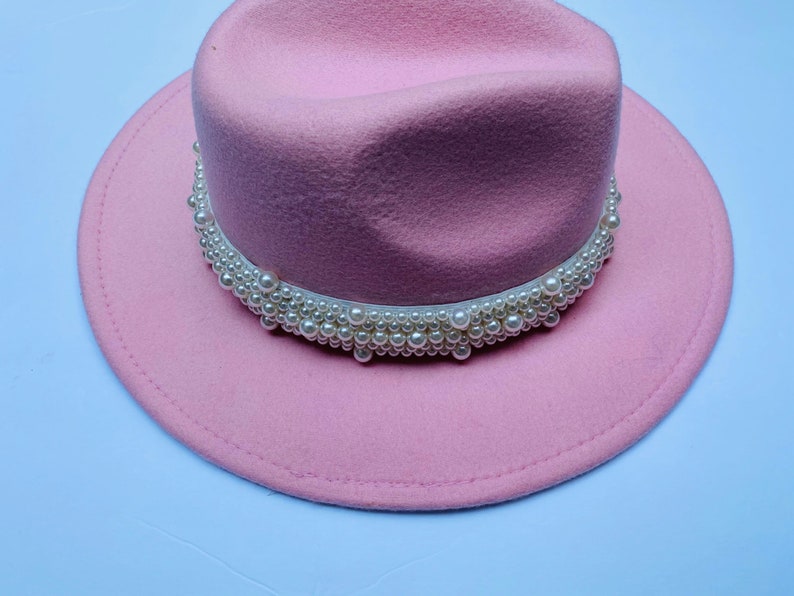 Pink Fedora With Pearl Band, Unisex Fedora, Sorority Gifts, - Etsy