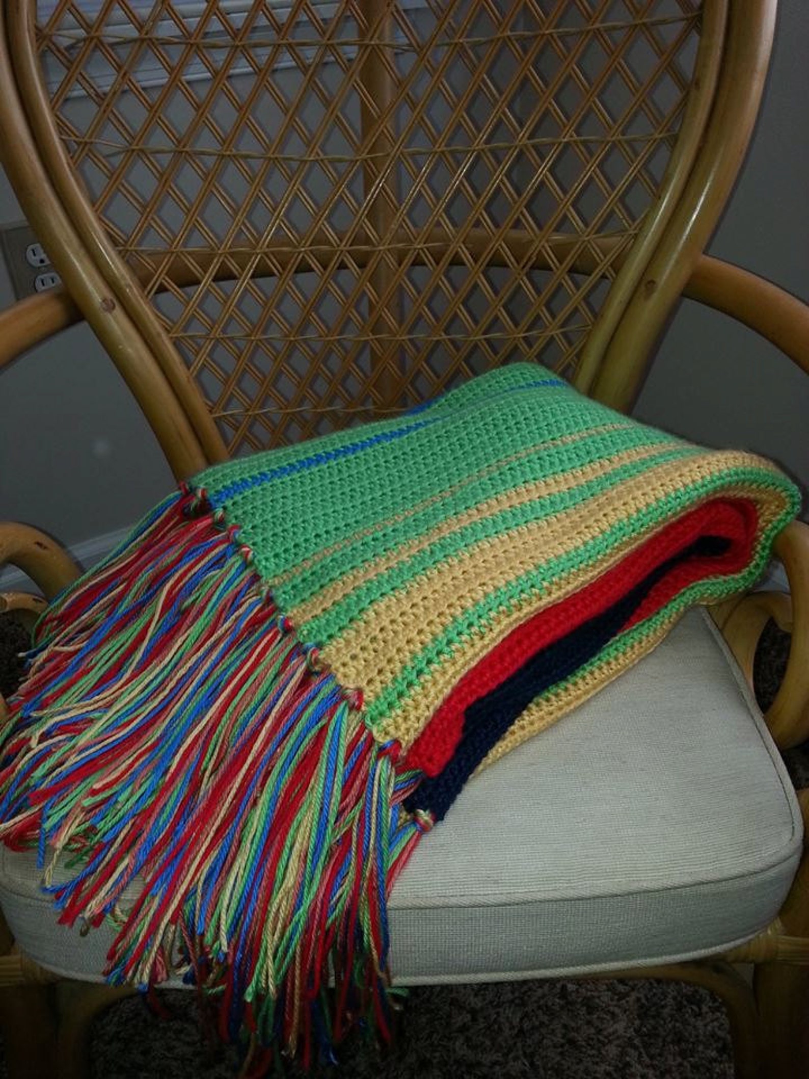 Handmade Crochet Multi-color Spectrum Throw / Afghan / Blanket / Beach ...
