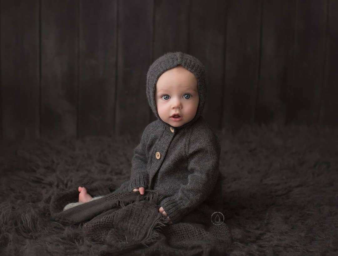 Alpaca Overall, Romper for Baby, Natural Wool Infant, Toddler Knit Dark ...