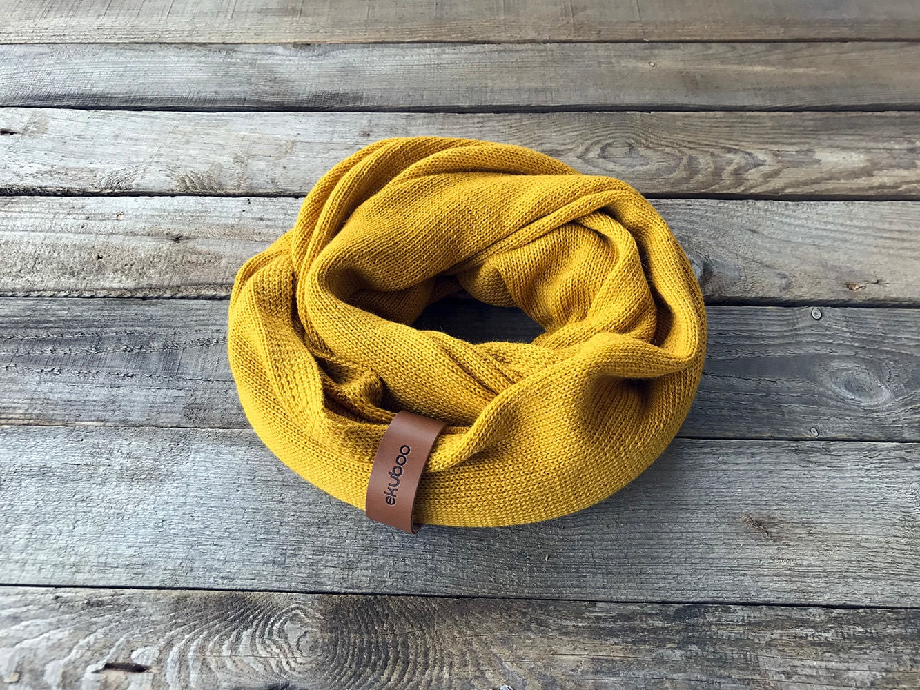 Blue Alpaca wool infinity scarf with leather bracelet melange | Etsy