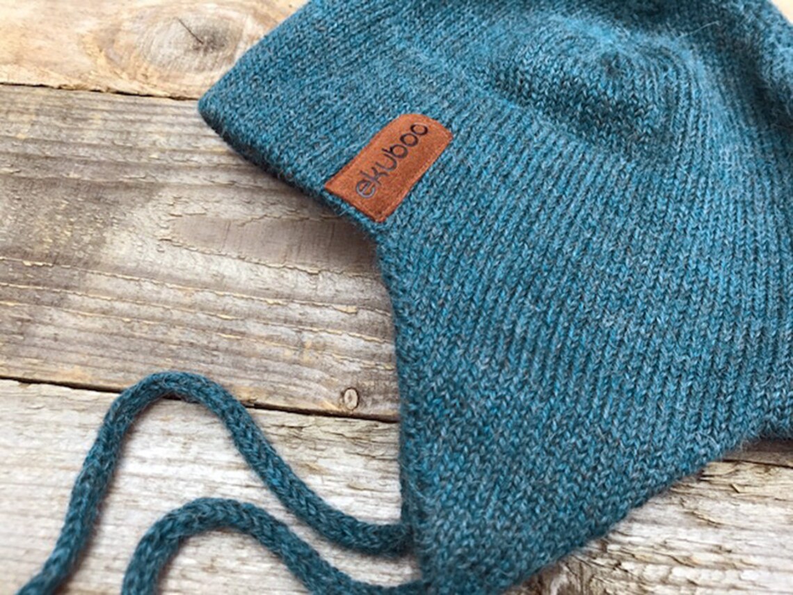 Alpaca wool green winter hat knit emerald white kids unisex | Etsy