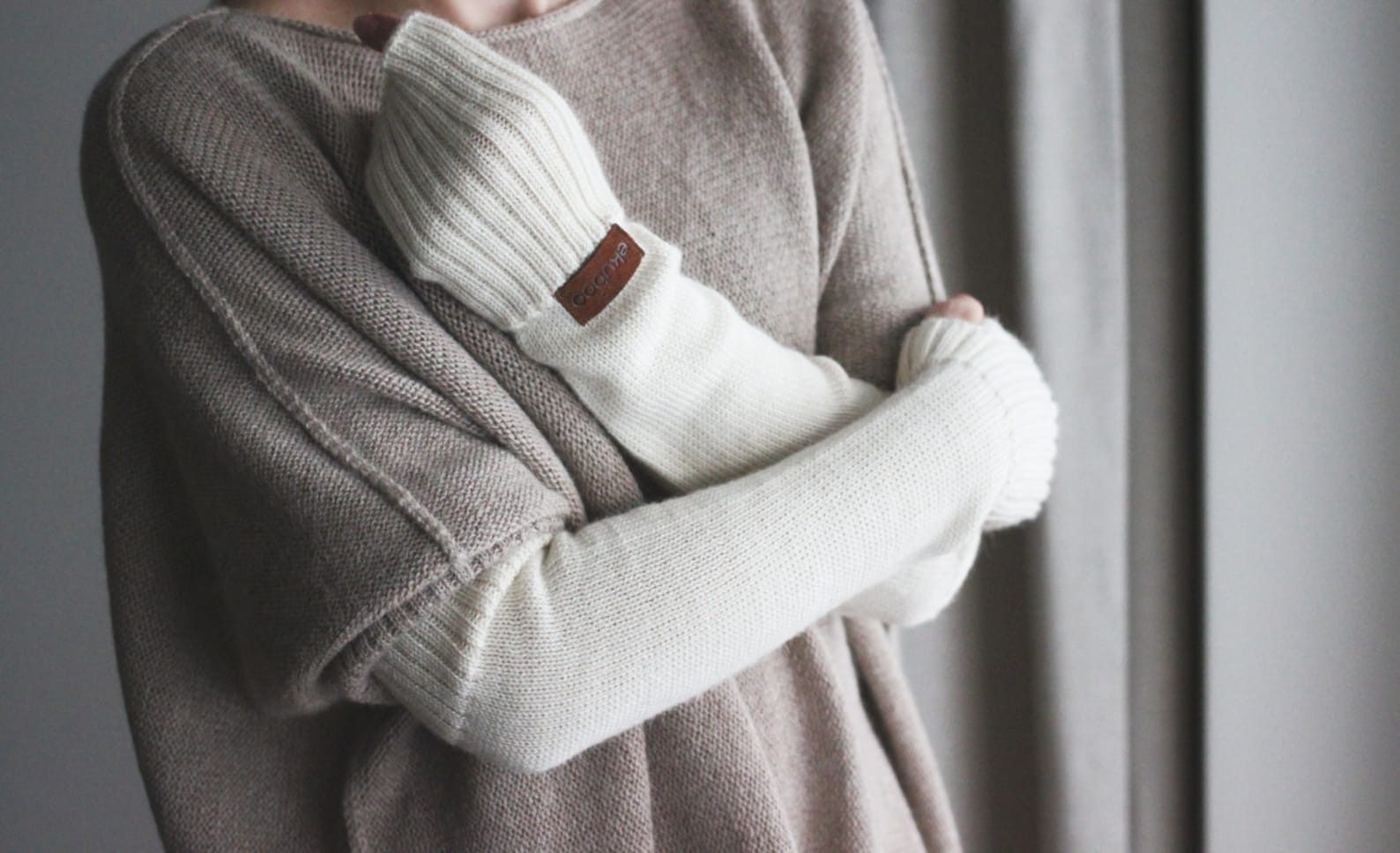 Alpaca White Fingerless Mittens for Women, Natural 100% Cashmere Knit ...