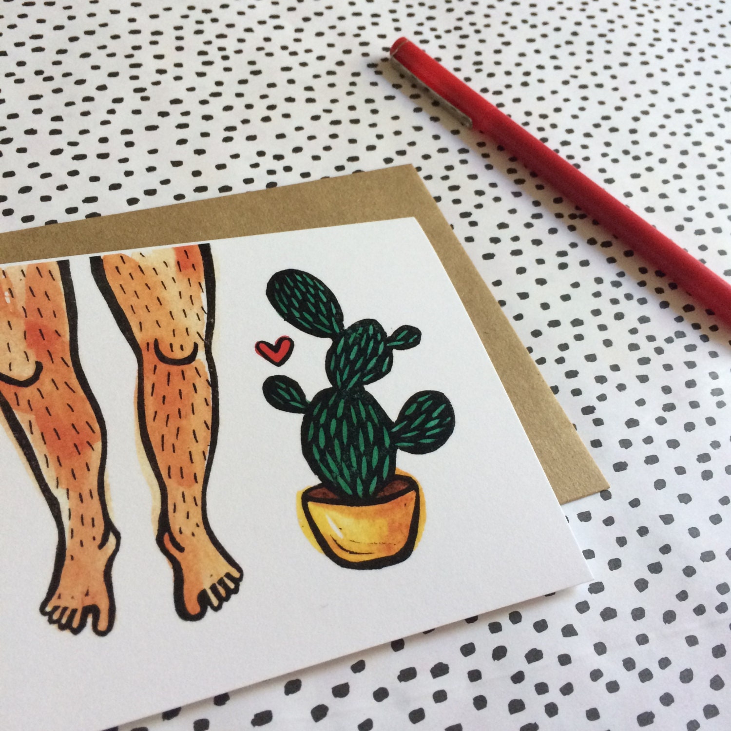 Prickly Love Greeting Card Funny Greeting Card Cactus Print | Etsy